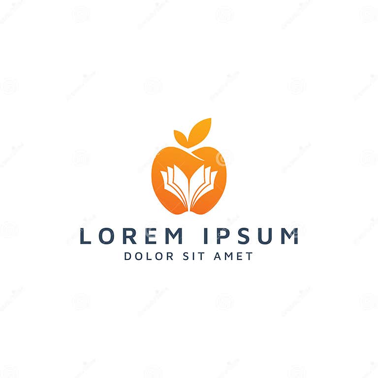 Apple and Book Negative Space Logo Design Stock Vector - Illustration ...
