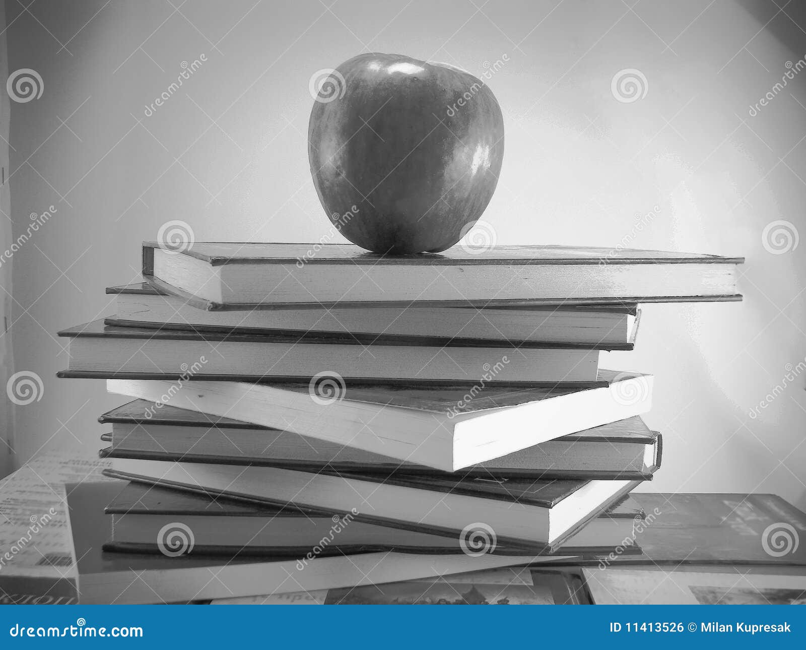 Apple and books stock photo. Image of readings, bookstore - 11413526