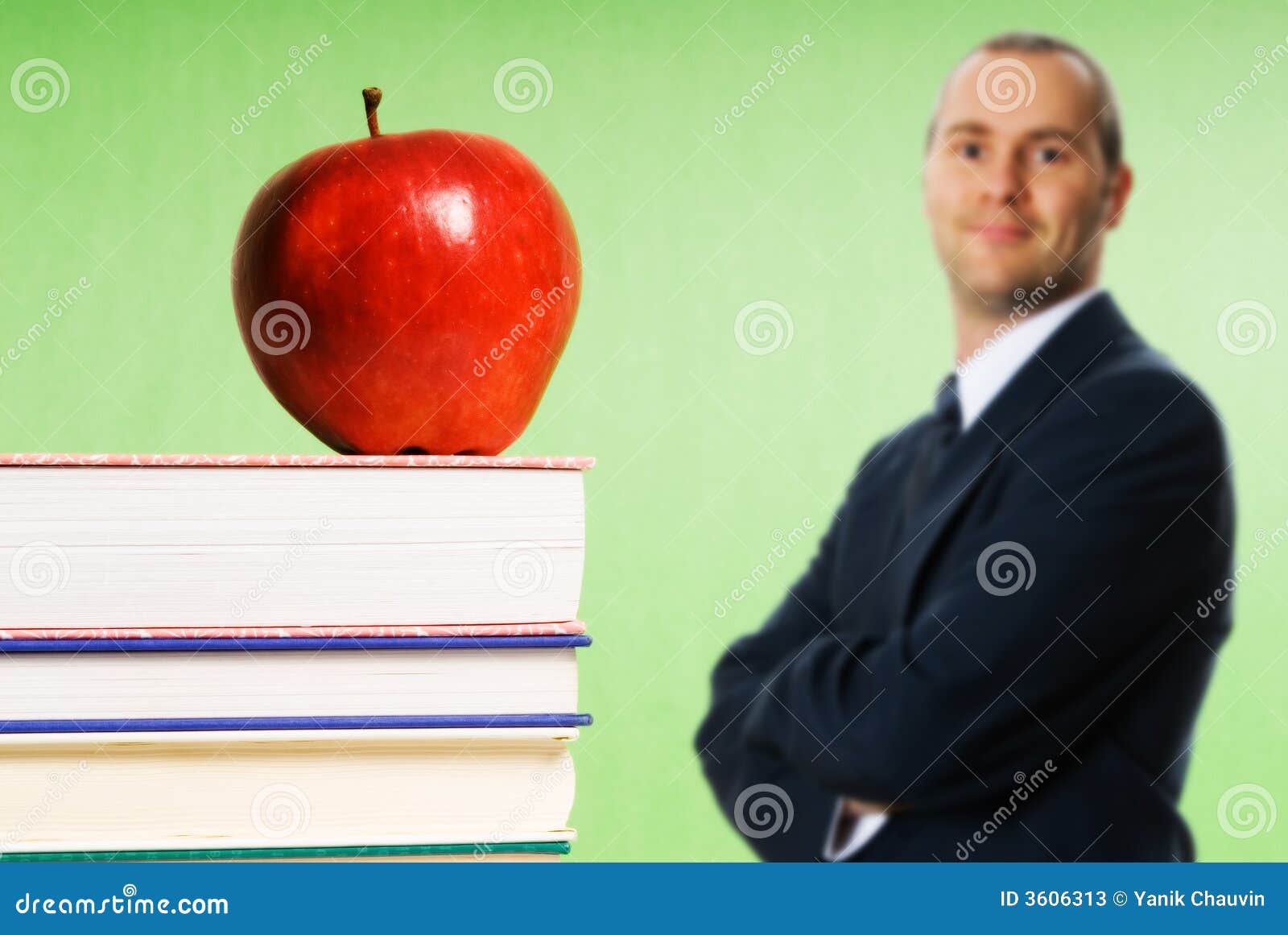Apple on books stock image. Image of knowledge, health - 3606313