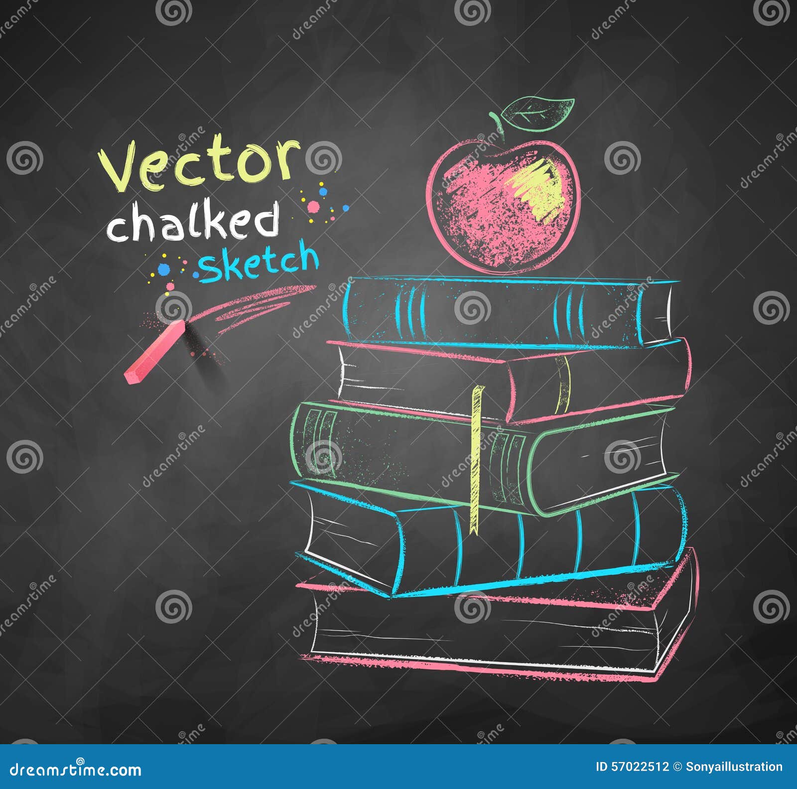 Apple on books stock vector. Illustration of education - 57022512