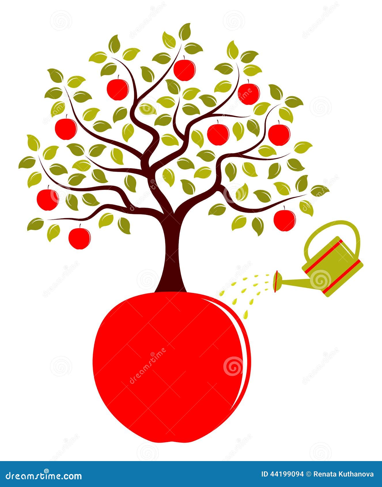 Apple-boom Het Groeien Van Appel Stock Illustratie - Illustration of ...