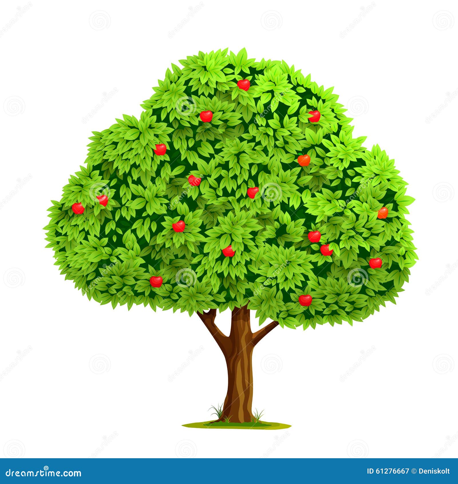 Apple-boom met appel vector illustratie. Illustration of vrucht - 61276667
