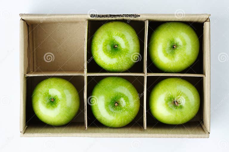 Apple in the box isolated stock image. Image of package - 19513925