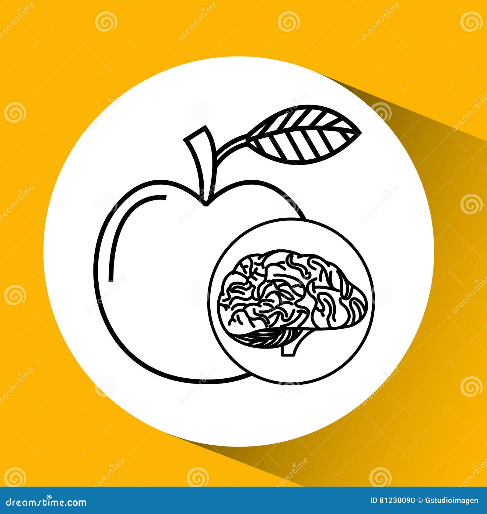 Apple Brain School Knowledge Stock Vector - Illustration of research ...