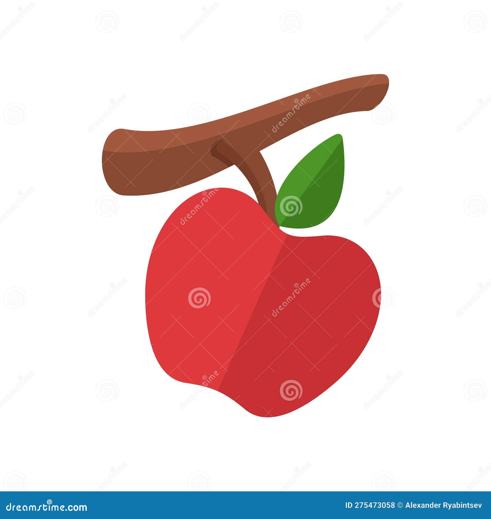 Apple on a Branch Flat Style Vector Illustration Stock Vector ...