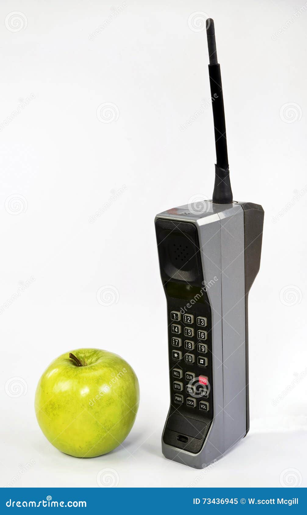 Apple and Brick Cell Phone. Stock Image - Image of juicy, fruit: 73436945