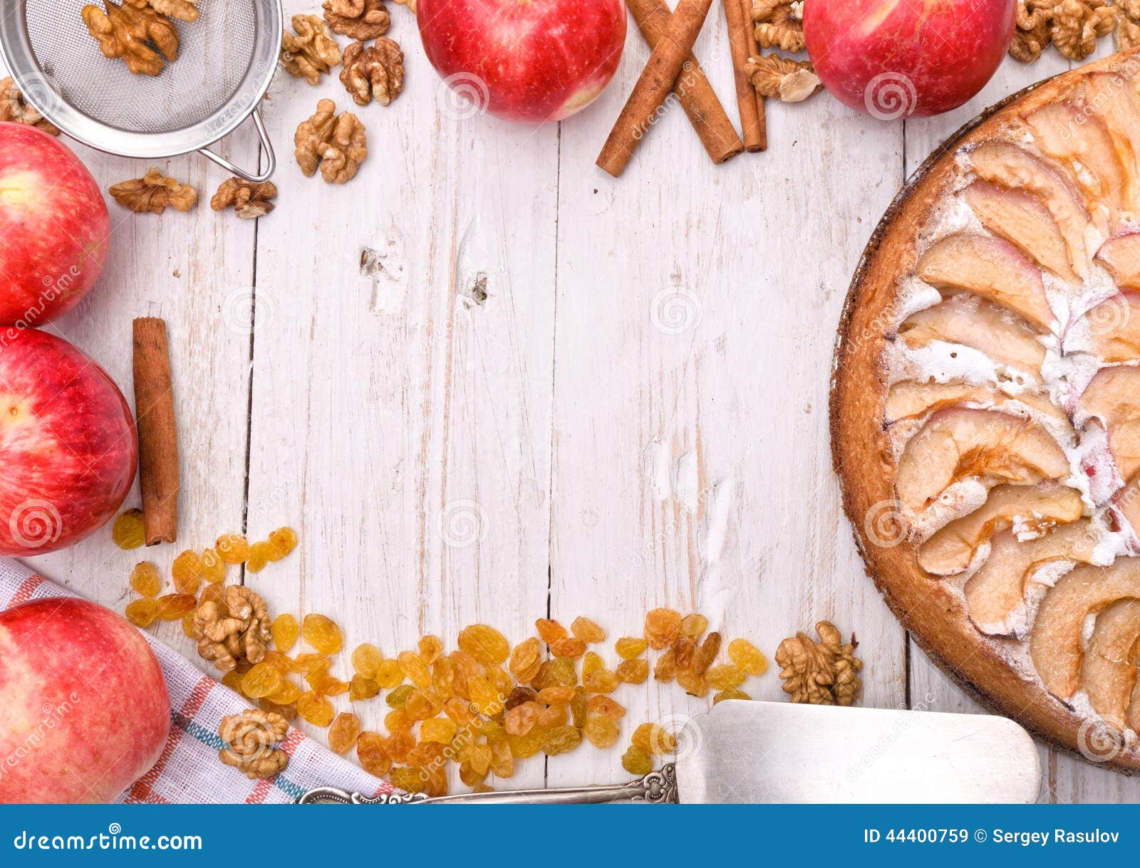 Apple cake. Frame. stock image. Image of delicious, slice - 44400759