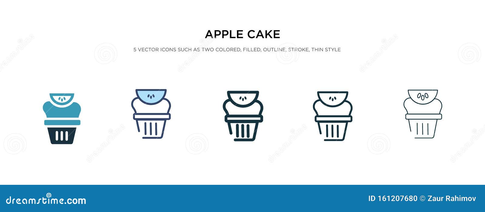 Apple Cake Icon in Different Style Vector Illustration. Two Colored and ...