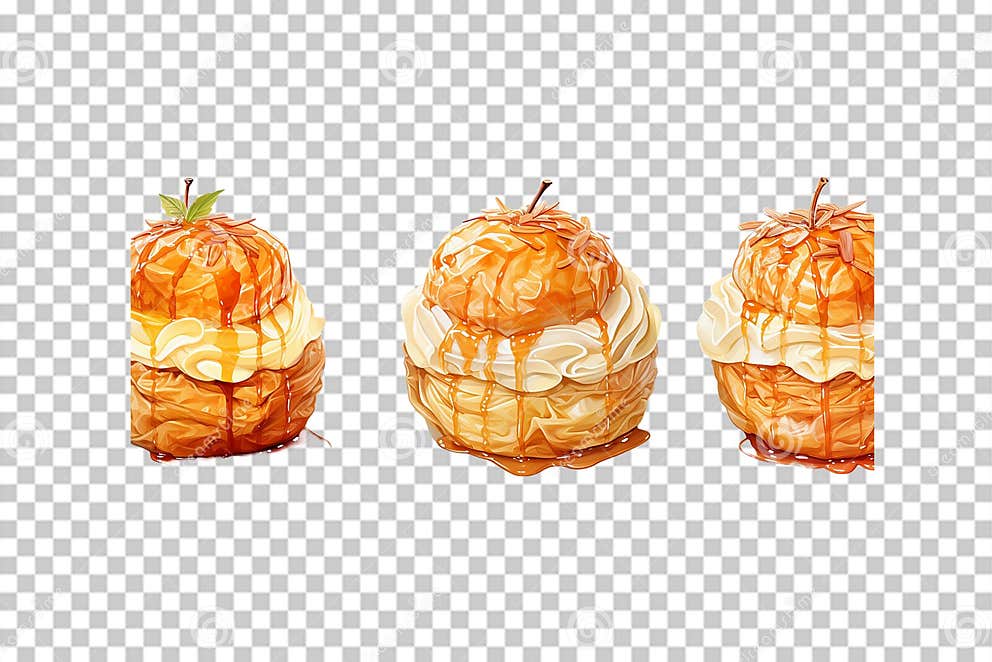 Apple Cakes on Transparent Background Stock Photo - Illustration of ...