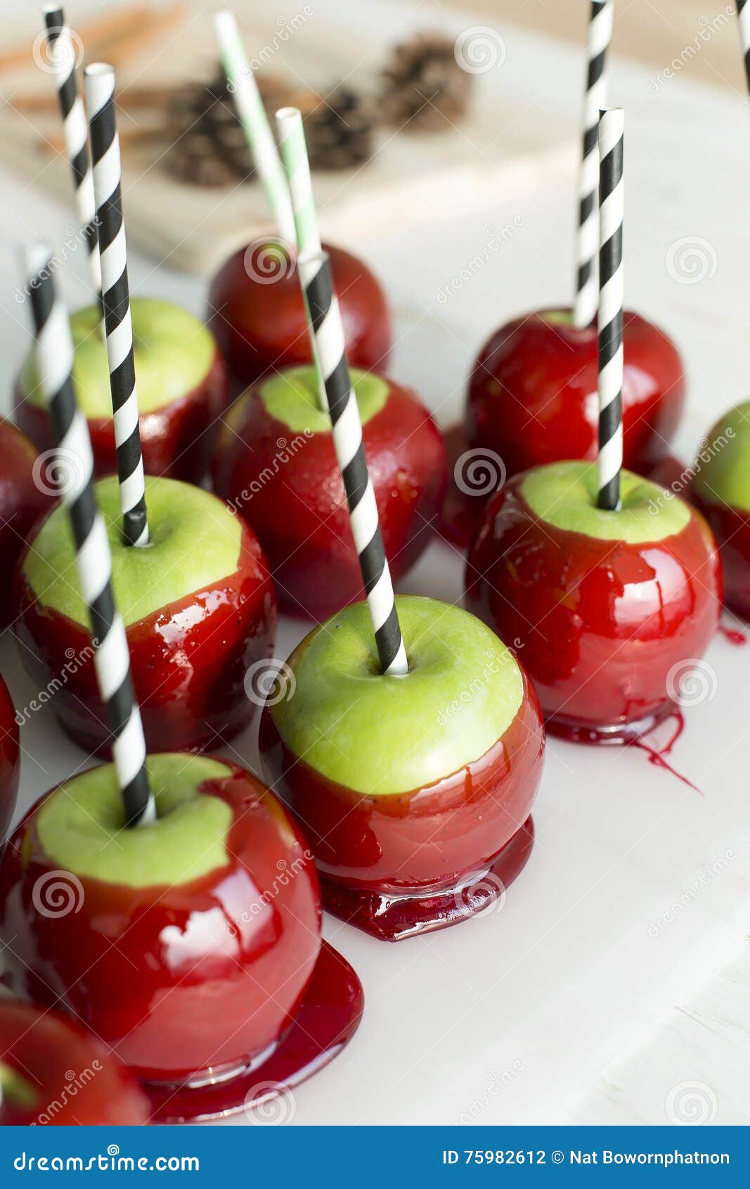 Apple Candy,row of Apple Candies Stock Photo - Image of food, coated ...
