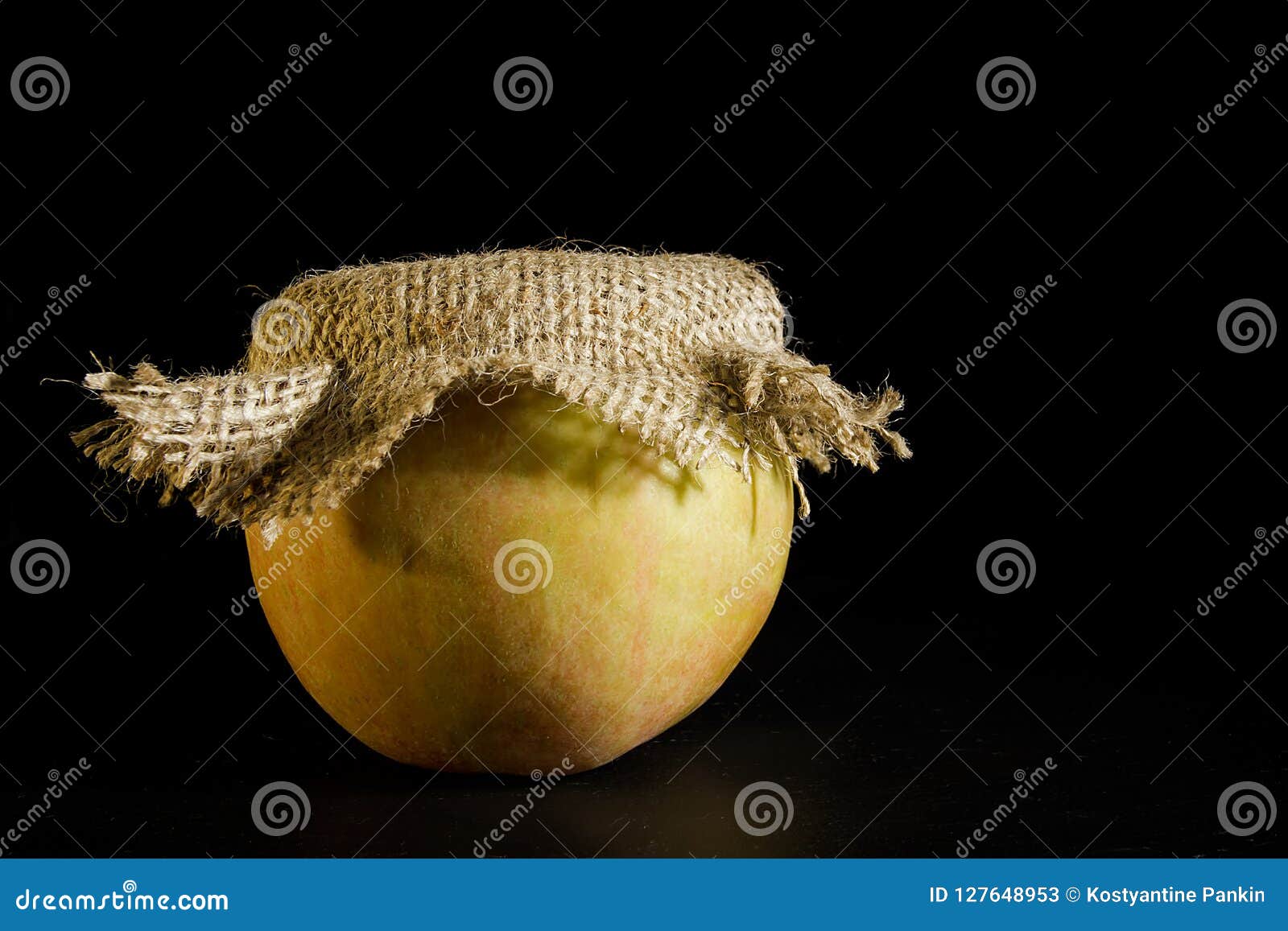 Apple in a cap of burlap stock image. Image of rural - 127648953