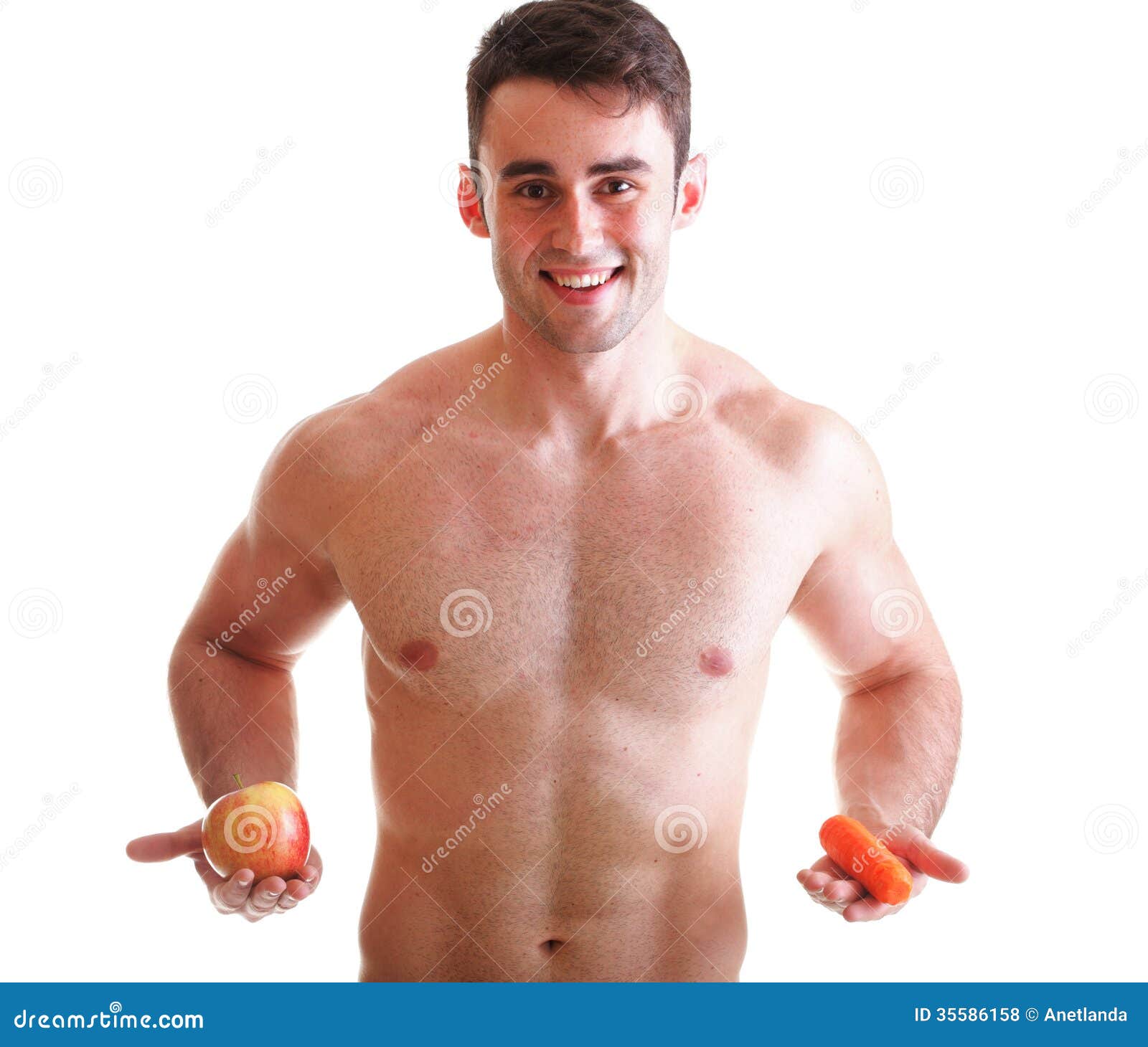Apple Carrot Diet, Man Great Body Isolated Stock Photo - Image of ...