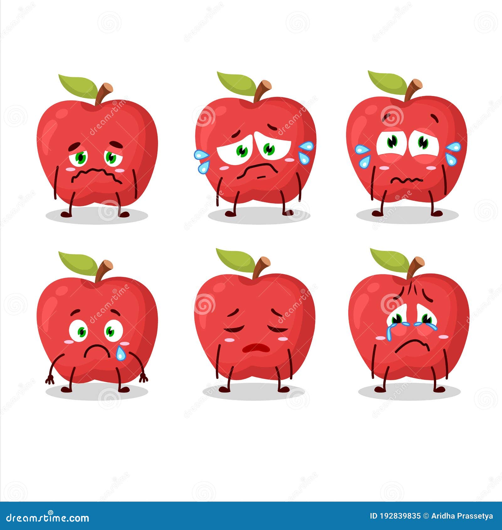 Apple Cartoon in Character with Sad Expression Stock Vector ...