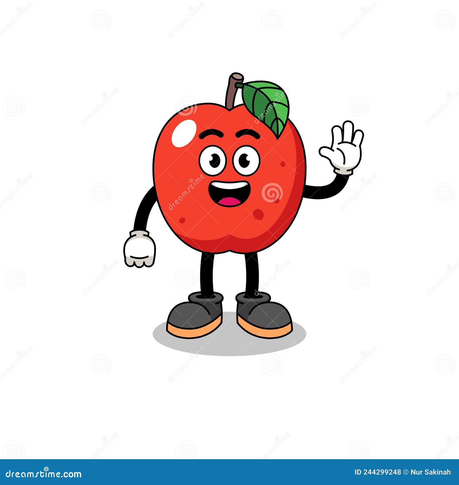 Apple Cartoon Doing Wave Hand Gesture Stock Vector - Illustration of ...