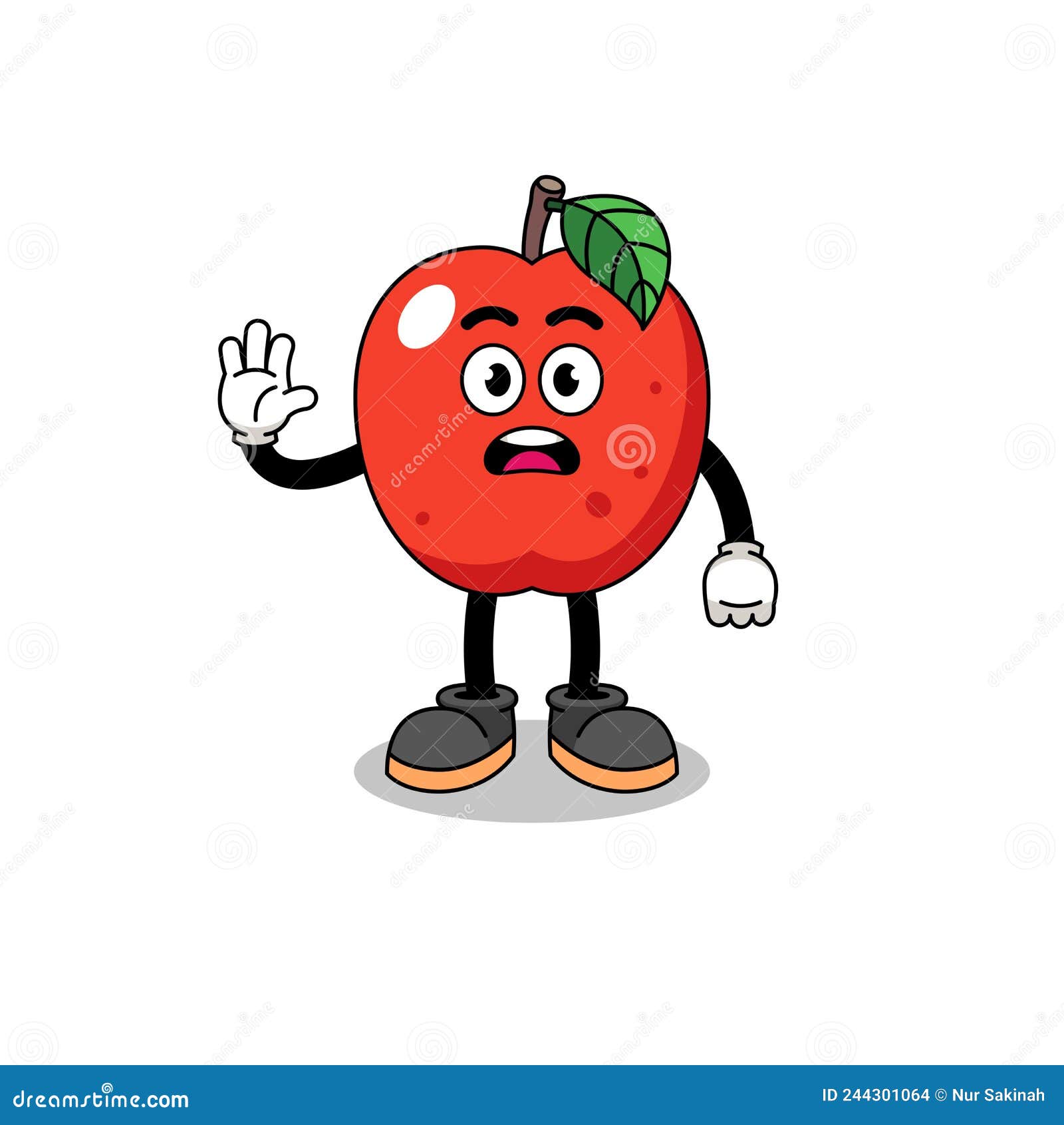 Apple Cartoon Illustration Doing Stop Hand Stock Illustration ...