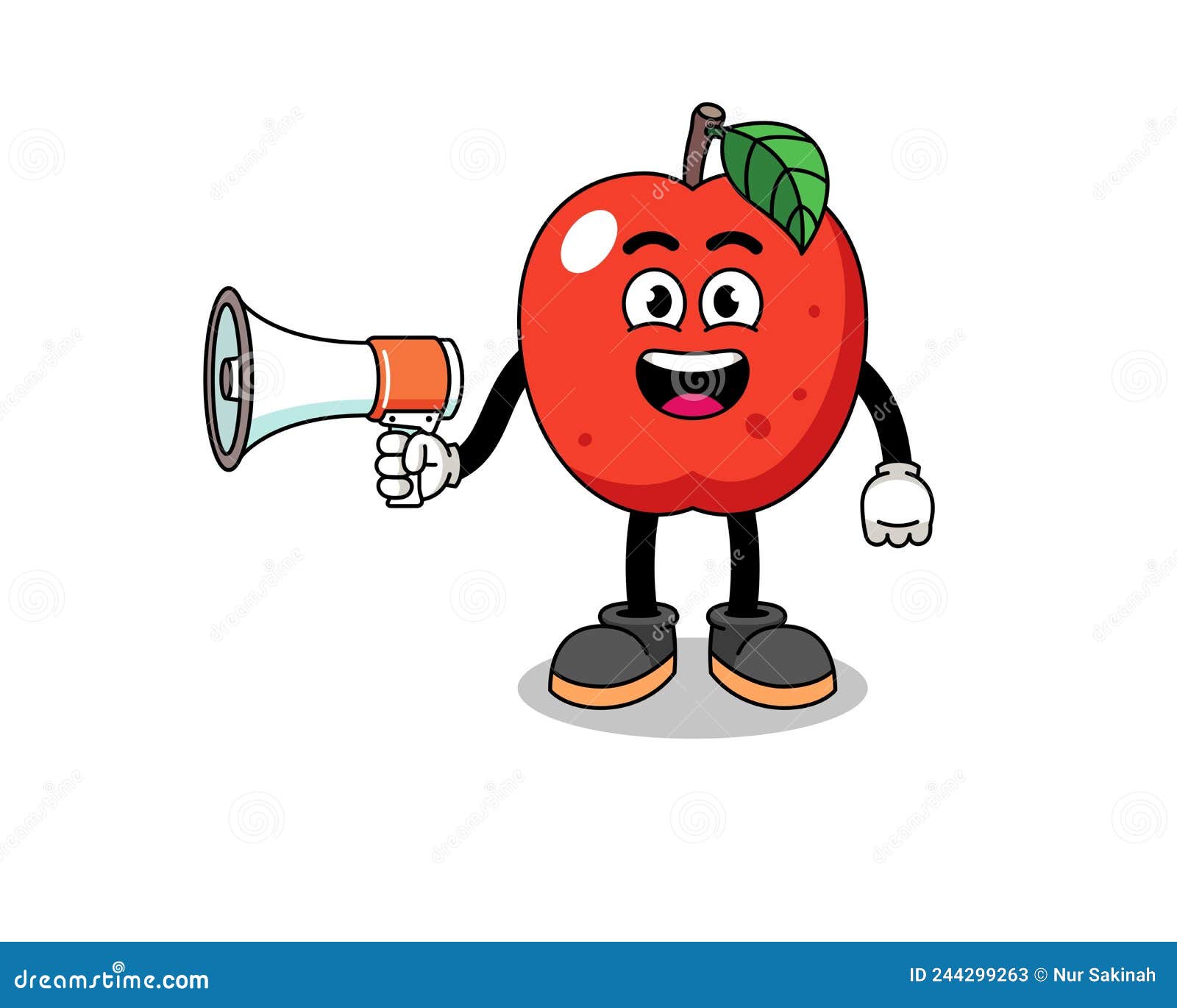Apple Cartoon Illustration Holding Megaphone Stock Vector ...