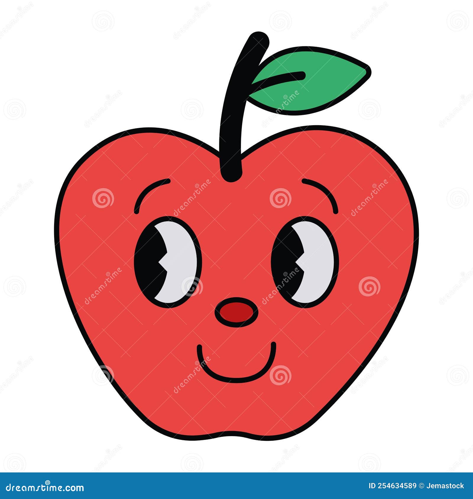 Apple Cartoon Retro Character Stock Vector - Illustration of fresh ...