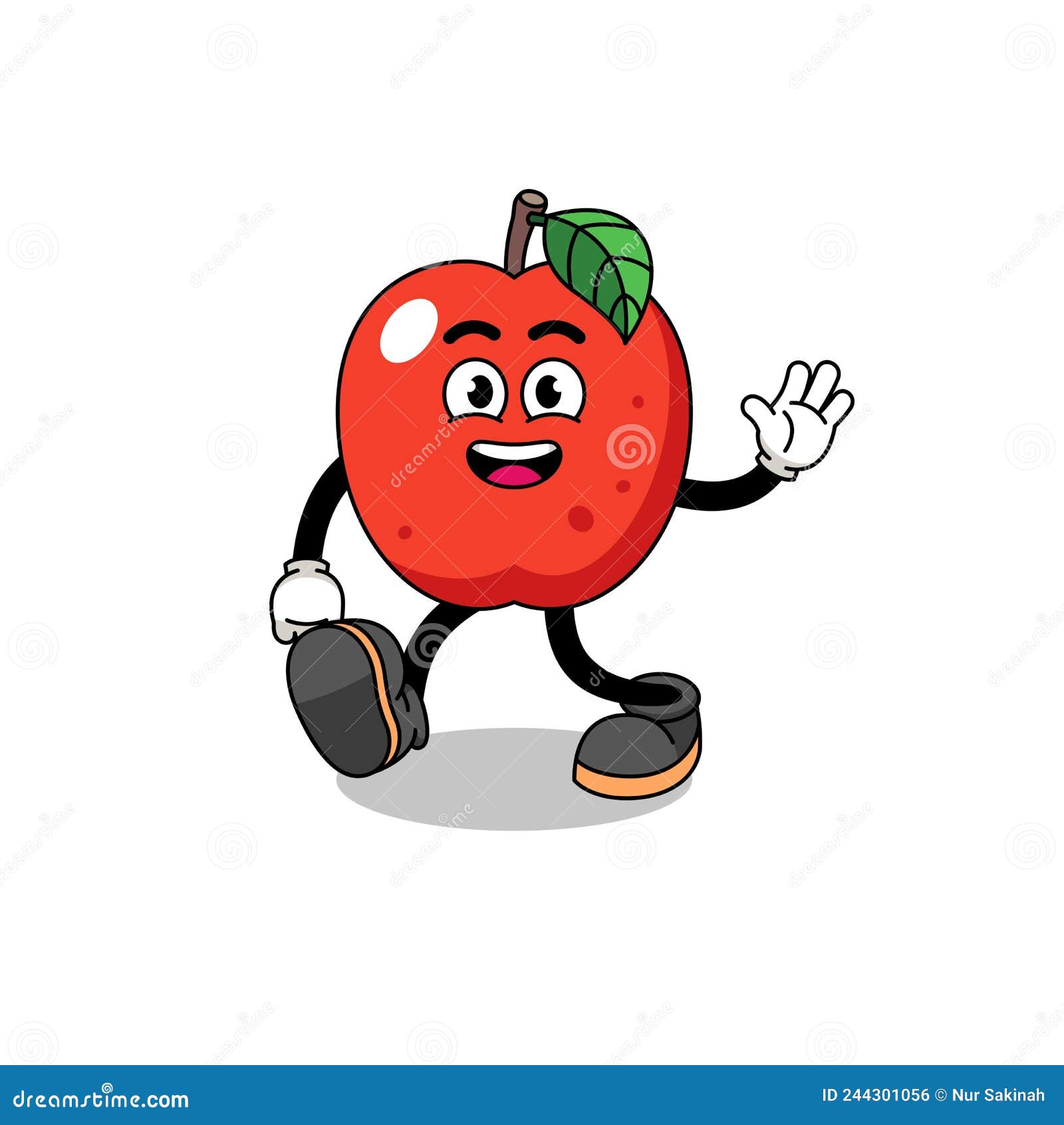 Apple cartoon walking stock illustration. Illustration of design ...