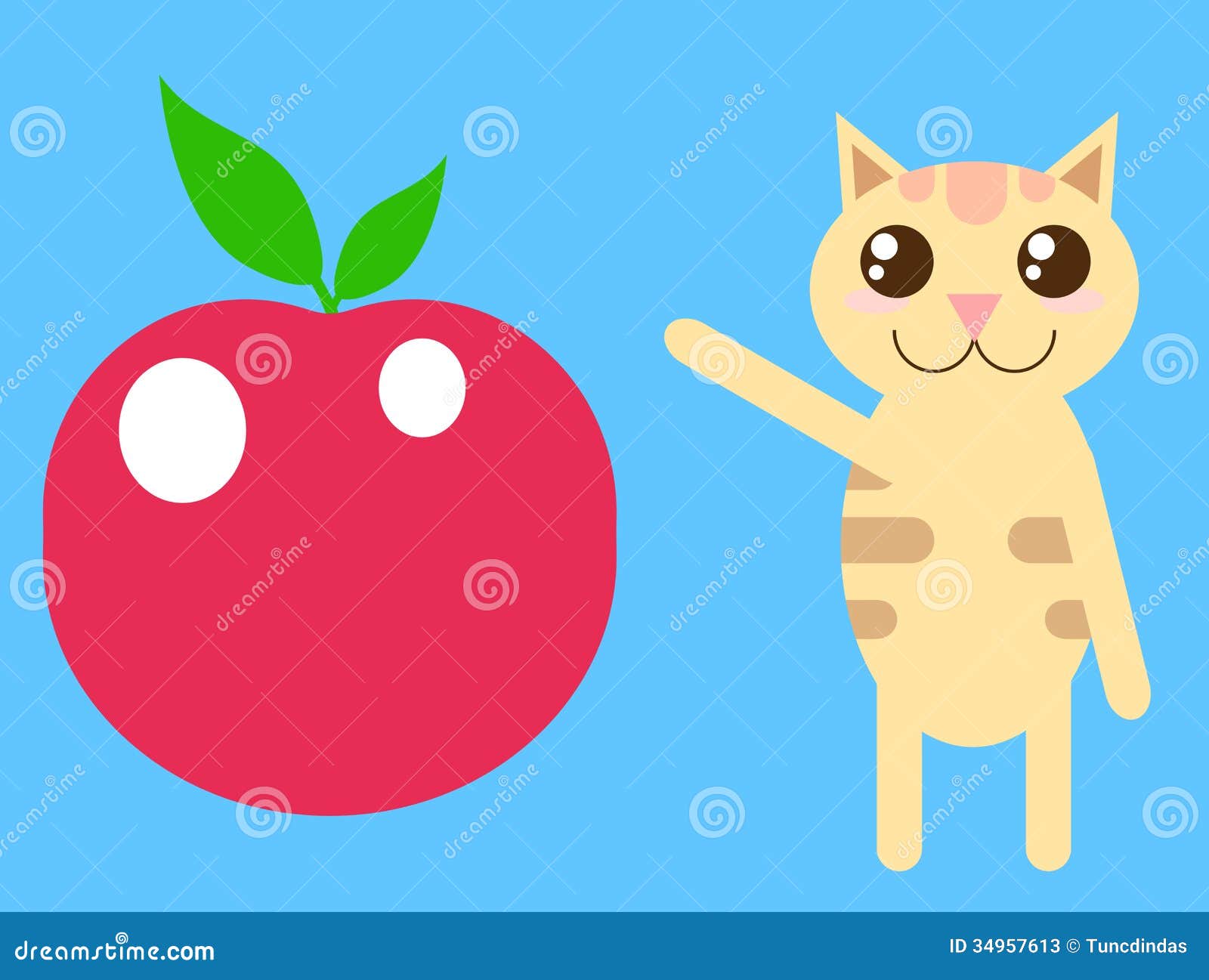 Apple cat stock vector. Illustration of cute, vector - 34957613