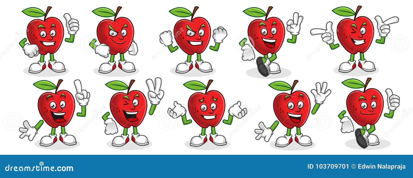 Vector Set of Apple Character, Apple Mascot. Stock Vector ...