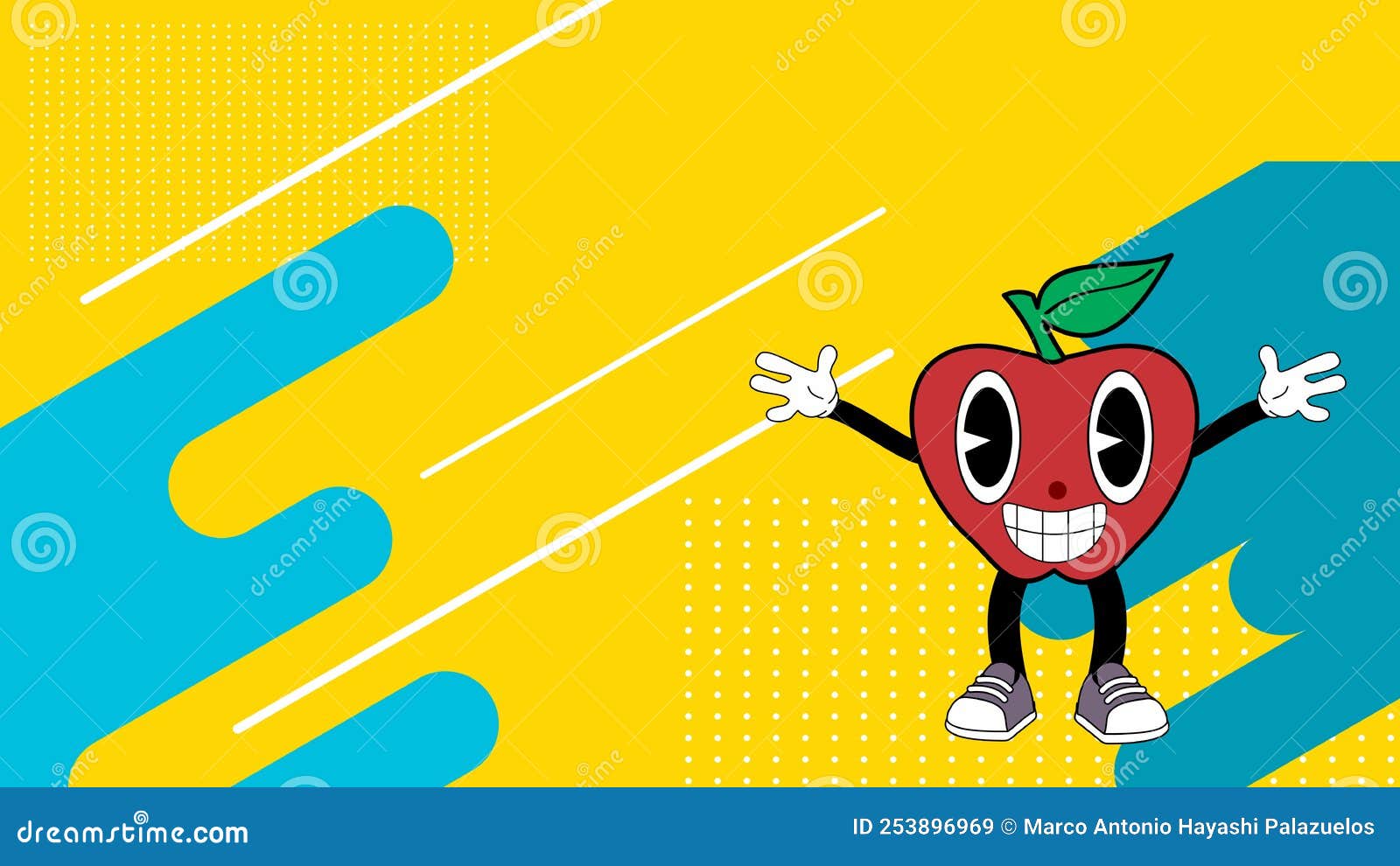 Apple Character Retro Cartoon Background Stock Vector - Illustration of ...