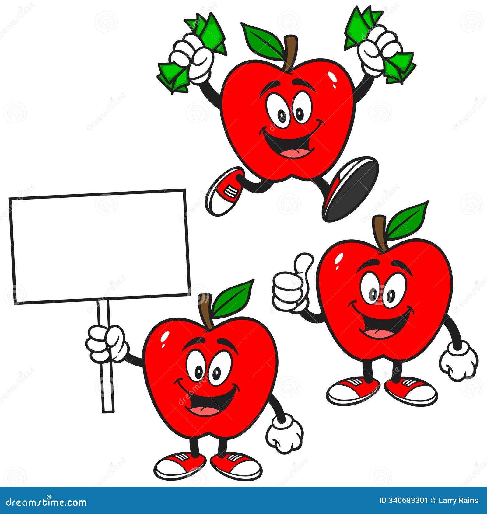 Apple Character Set 03 stock illustration. Illustration of healthy ...