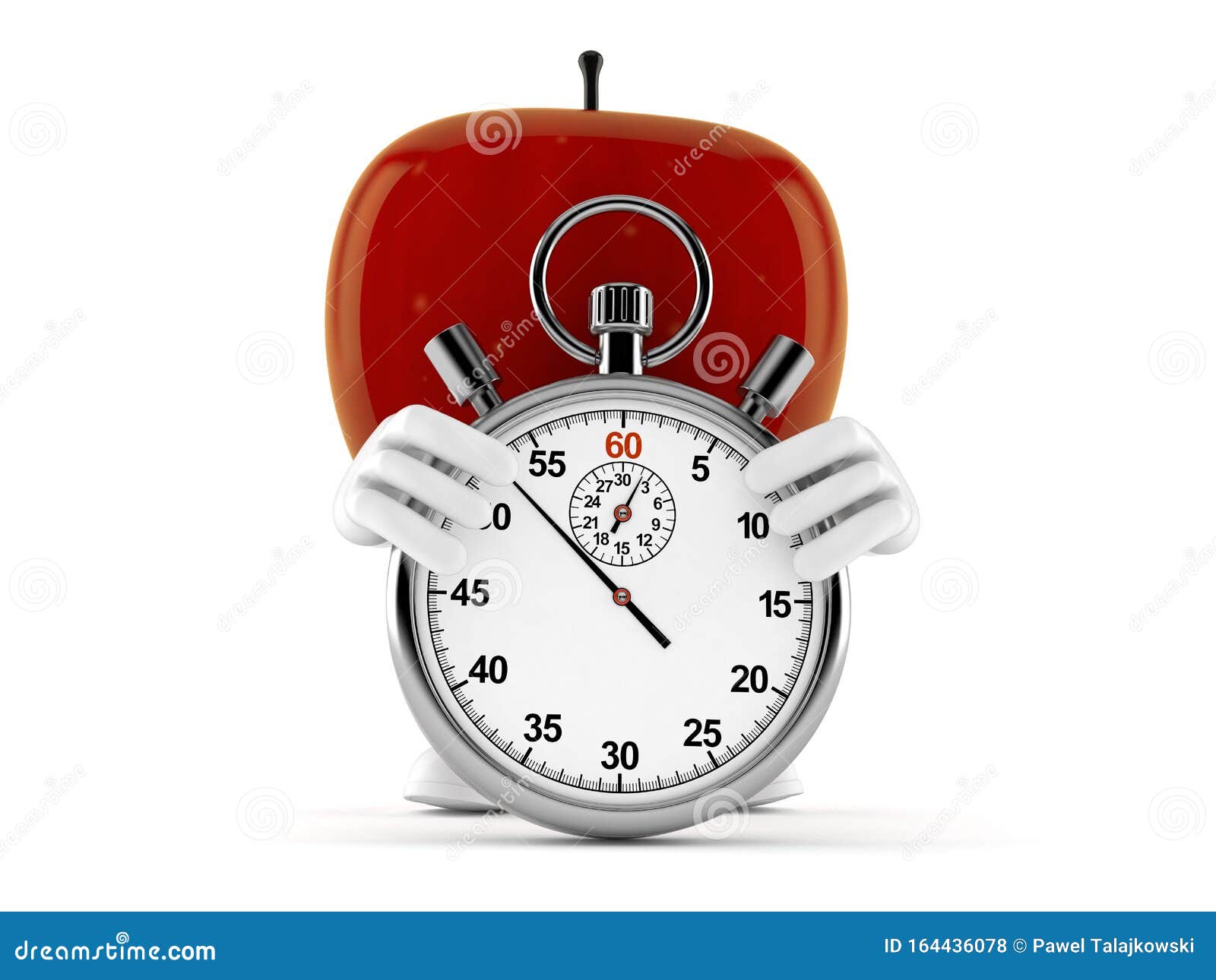 Apple Character with Stopwatch Stock Illustration - Illustration of ...