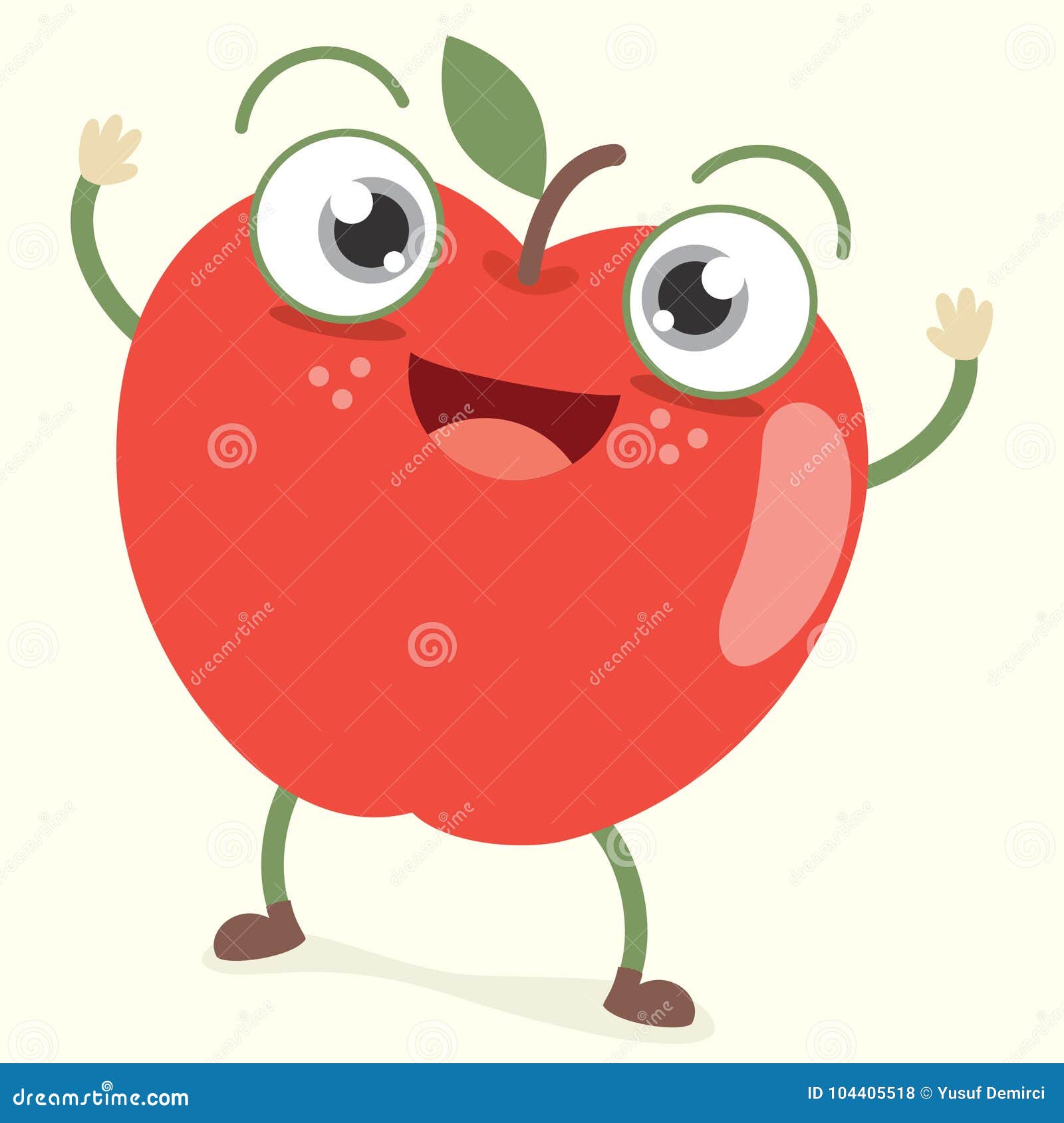 Apple Character Vector Illustration Stock Vector - Illustration of plum ...