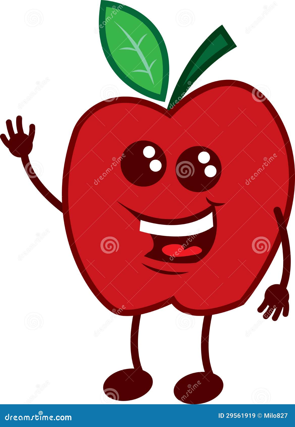 Apple Character Waving stock vector. Illustration of ripe - 29561919