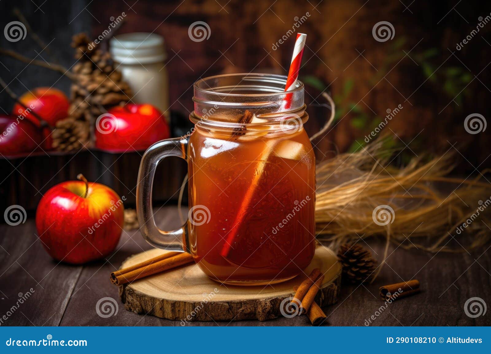 Apple Cider in a Mason Jar with a Straw Stock Photo - Image of ...