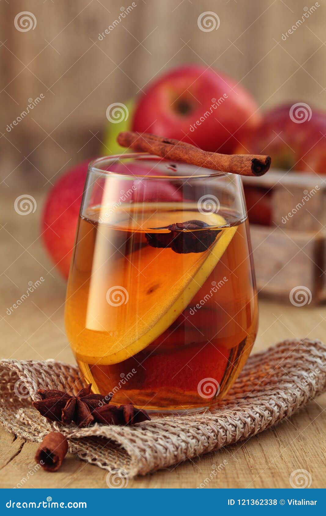 Apple cider with spices. stock photo. Image of apple - 121362338