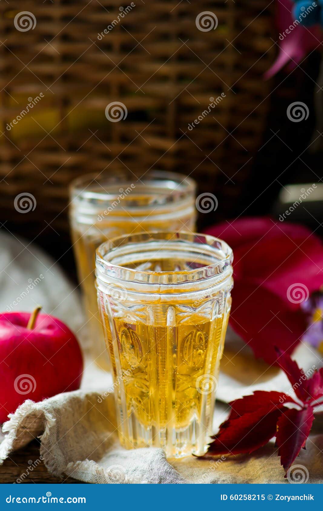 Apple Cider in Vintage Glass Glasses Stock Image - Image of october ...