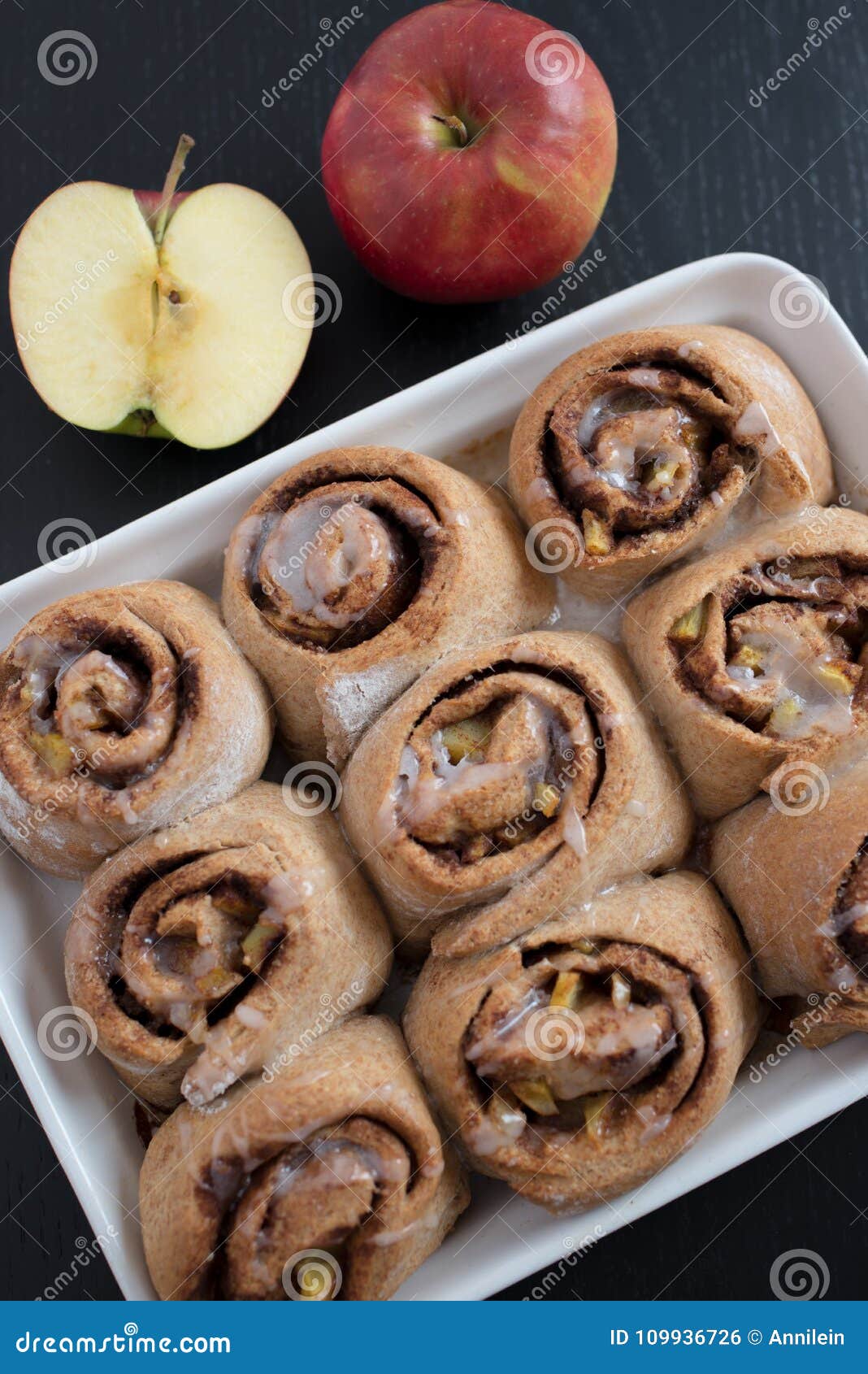 Apple Cinnamon Buns with Whole Wheat Stock Photo - Image of bakery ...