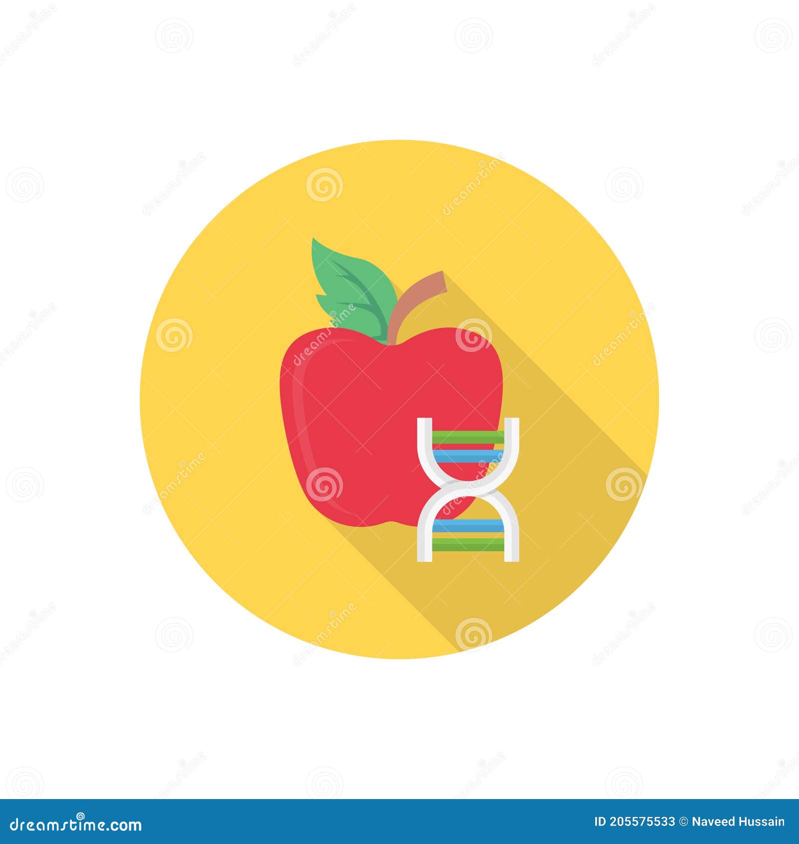 Apple Vector Flat Colour Icon Stock Vector - Illustration of healthy ...