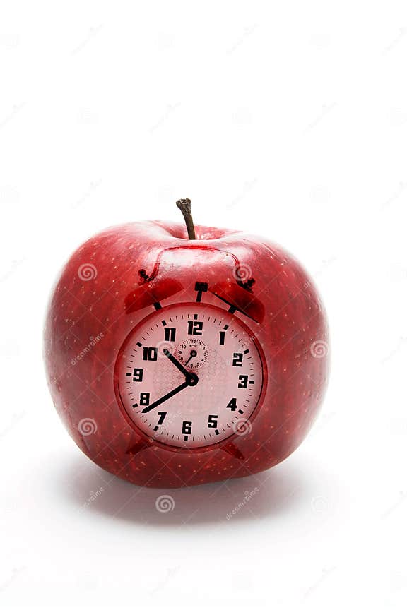 Apple and Clock stock image. Image of juicy, timepiece - 13772627