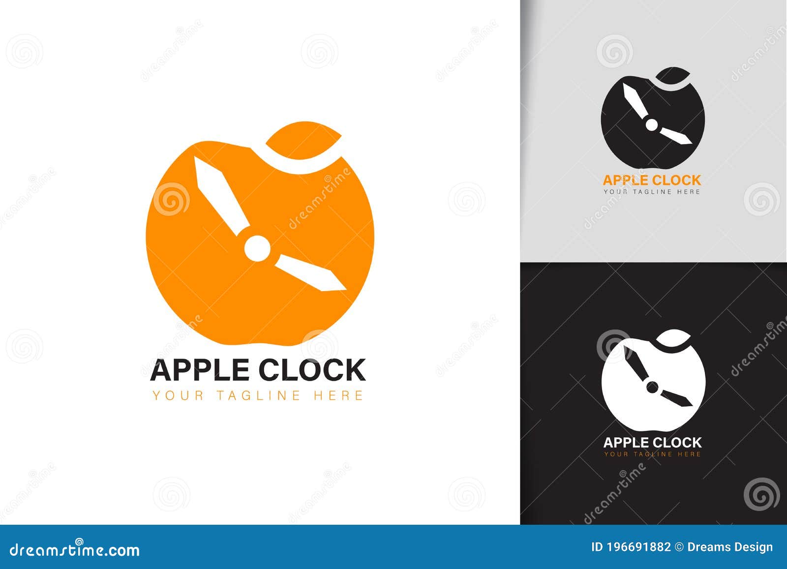 Apple clock logo design stock illustration. Illustration of modern ...