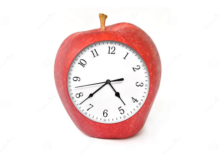 Apple Clock with Time stock photo. Image of diet, healthy - 11818832
