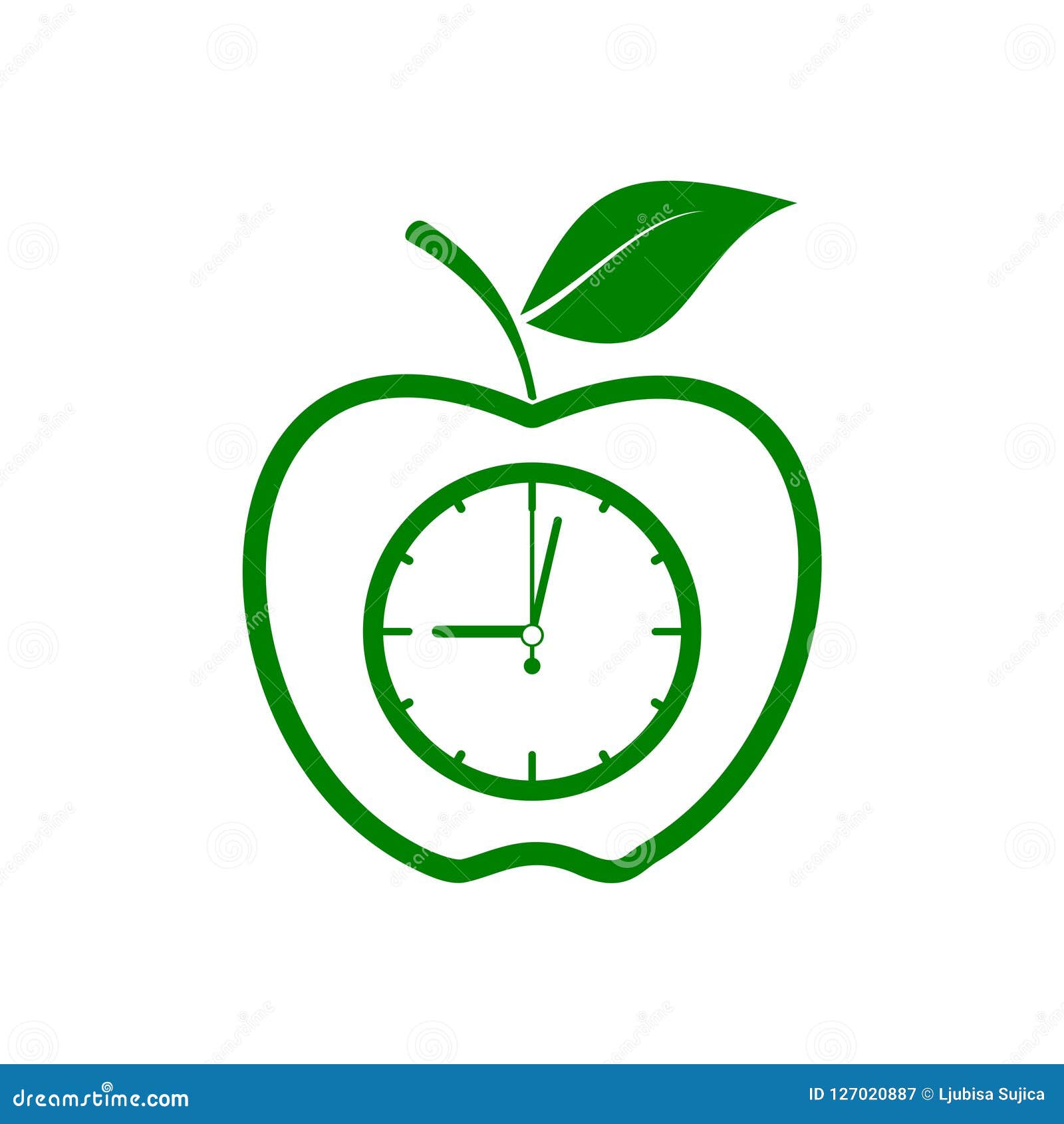 Apple clock stock vector. Illustration of alarm, object - 127020887
