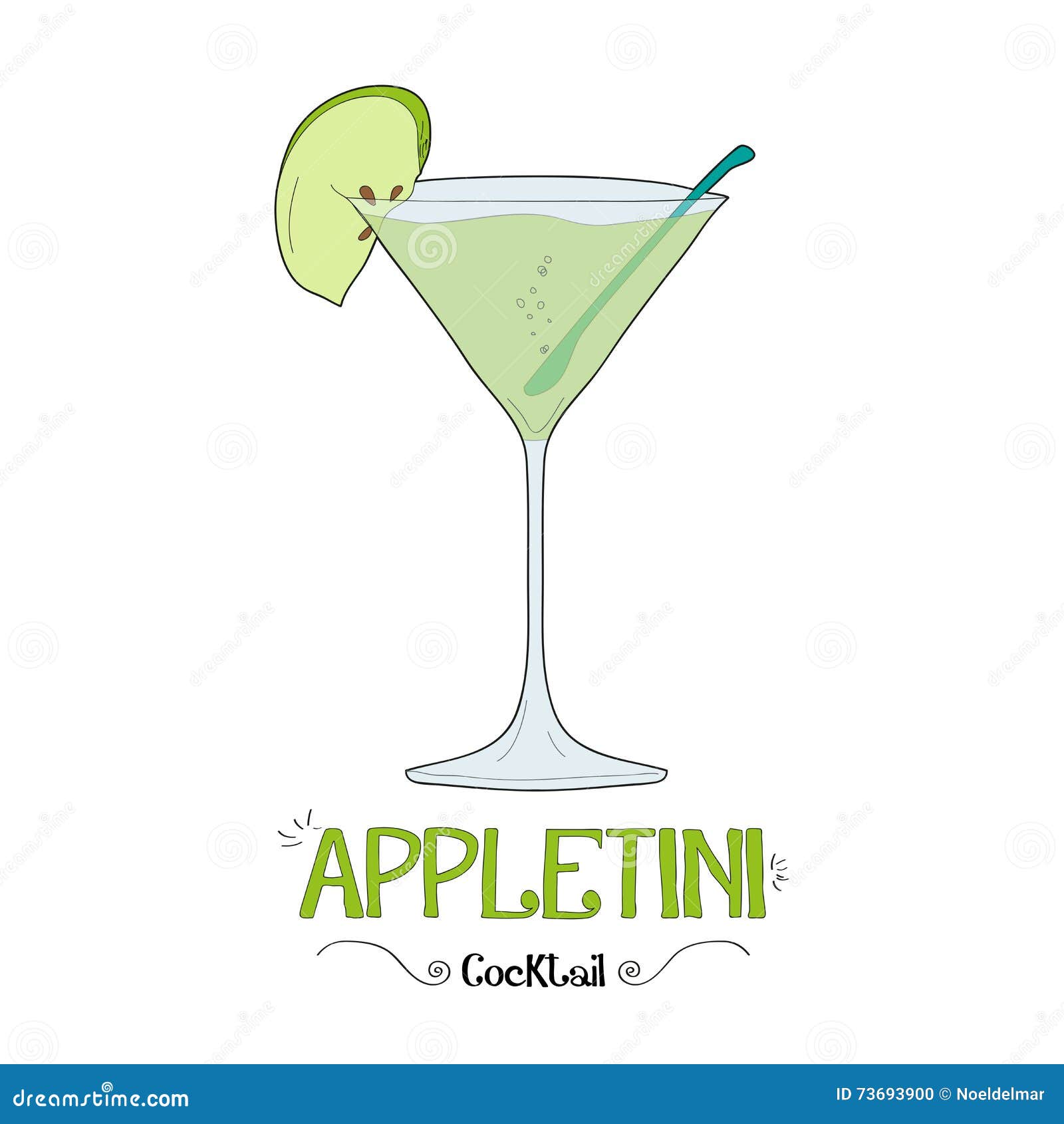 Apple Cocktail for a Customer Illustration for Bar Business Stock ...