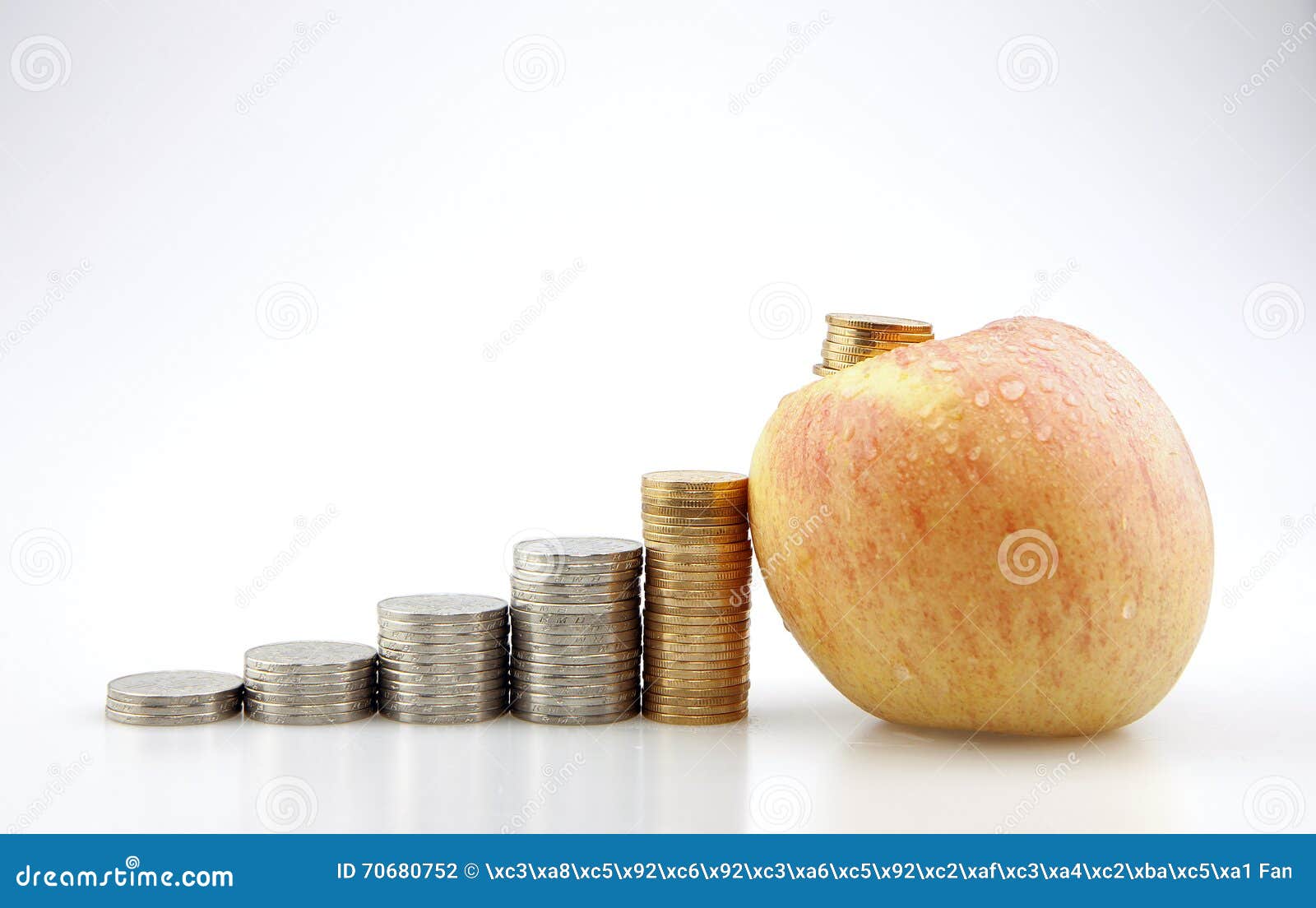Apple and coins stock photo. Image of healthcare, lifestyle - 70680752