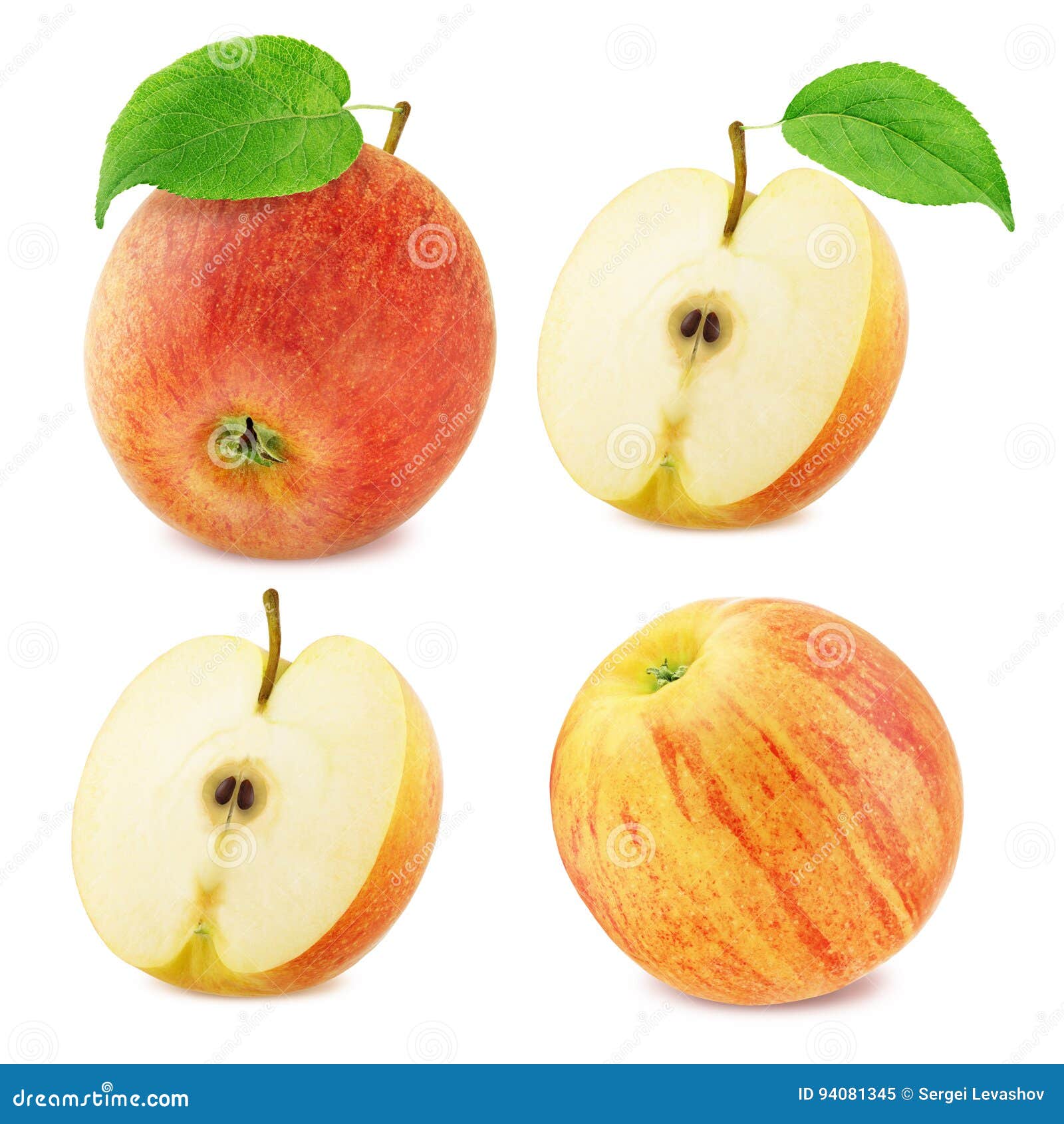 Apple Collection Isolated on White Background Stock Image - Image of ...