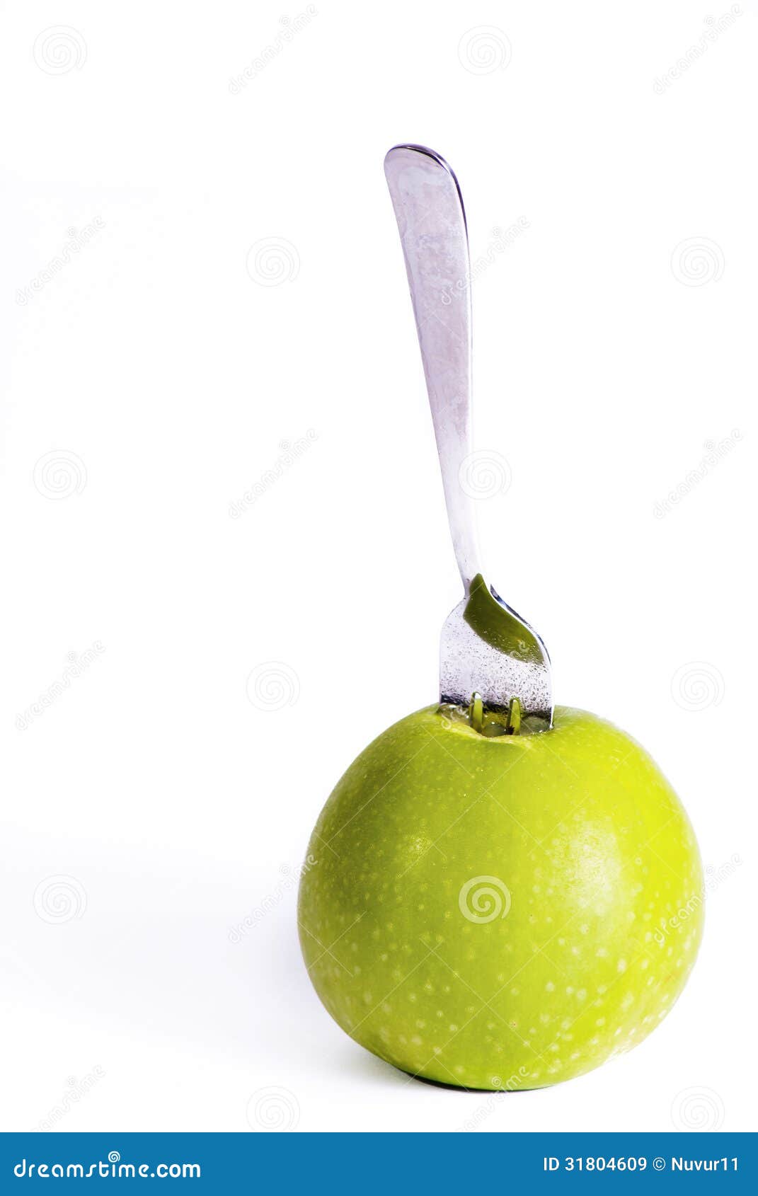 Apple Com Um Branco De Prata Do Forkon Imagem de Stock - Imagem de ...