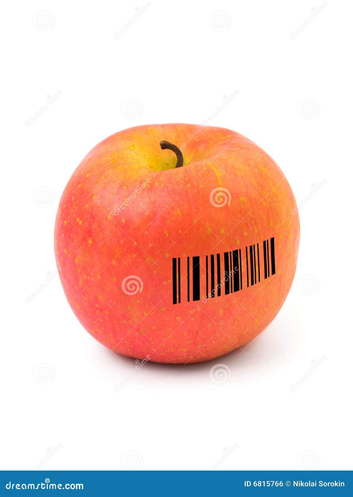 Apple Con El Código De Barras Foto de archivo - Imagen de salud, rojo ...