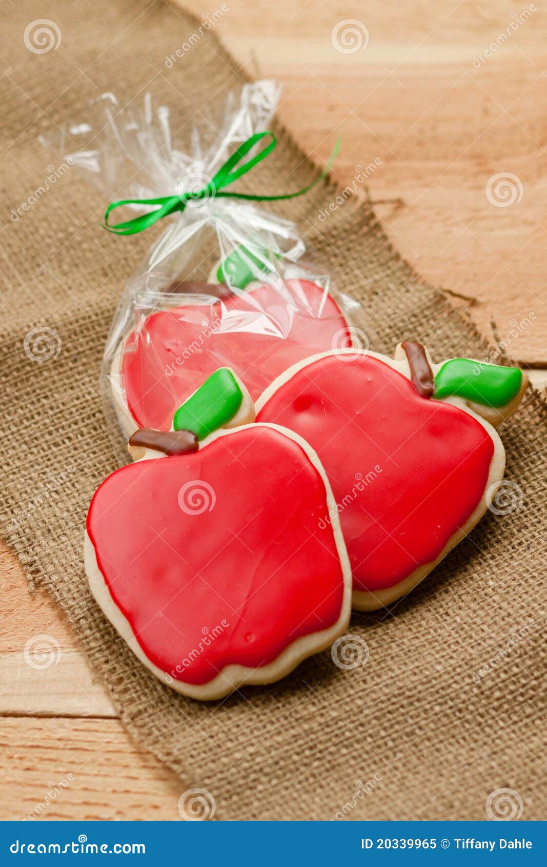 Apple cookies on burlap stock image. Image of plastic - 20339965