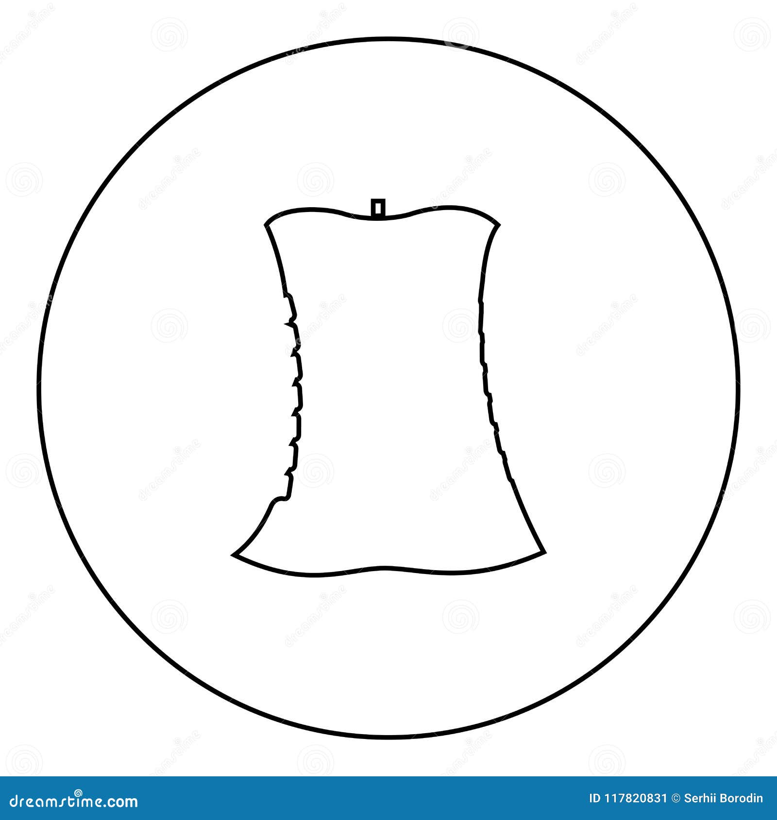 Apple Core Black Icon in Circle Outline Stock Vector - Illustration of ...