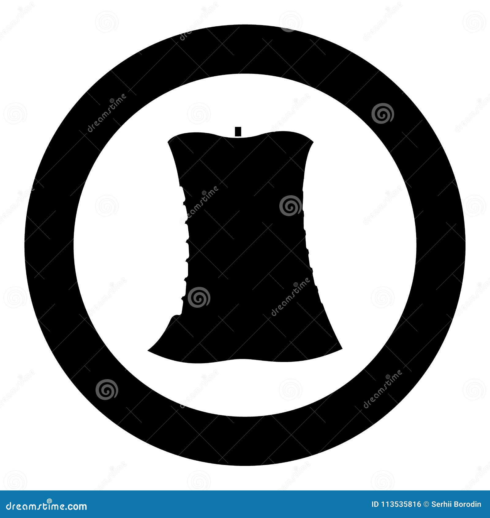 Apple Core Black Icon in Circle Vector Illustration Stock Vector ...