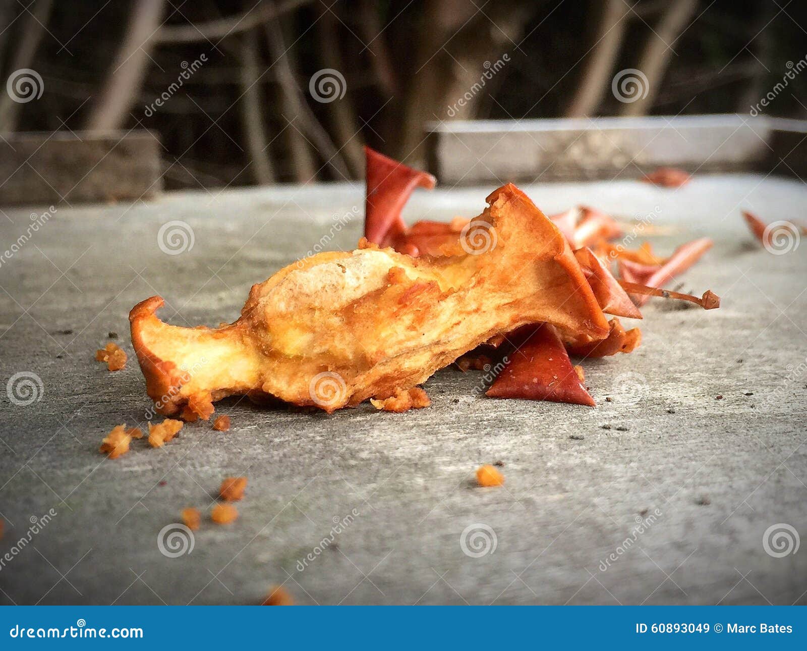 Apple core decomposing stock image. Image of table, brown - 60893049