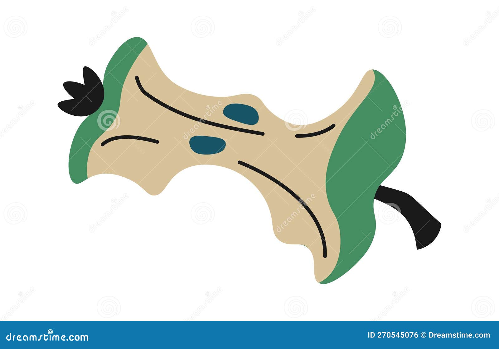 Apple Core Food Waste Flat Icon Sorted Organic Garbage Stock Vector ...