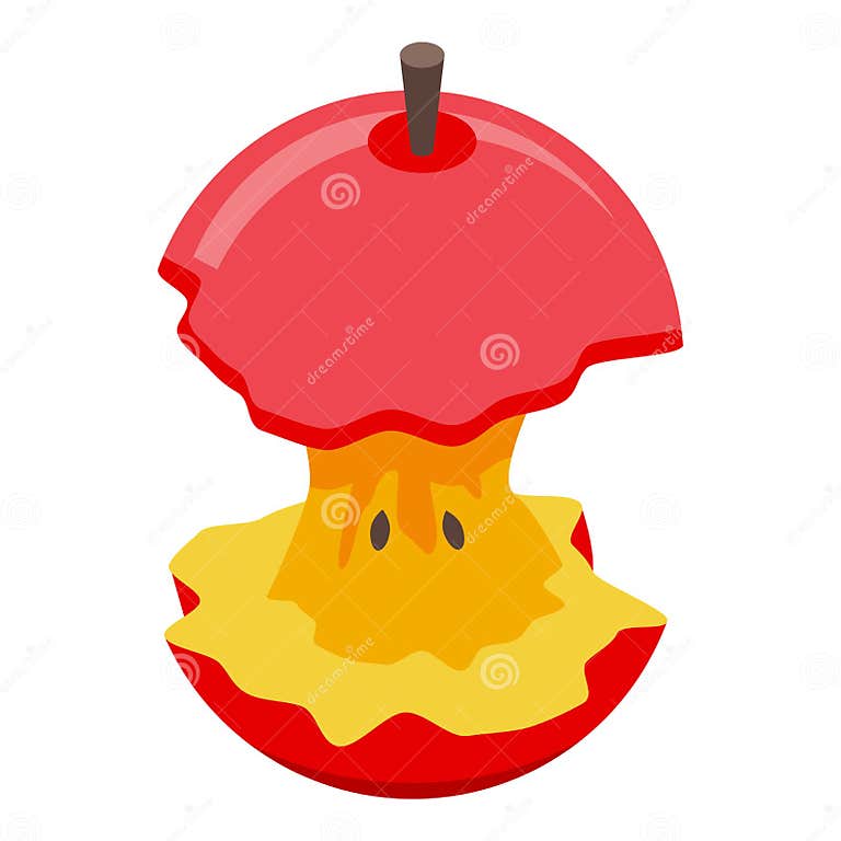 Apple Core Icon, Isometric Style Stock Vector - Illustration of taste ...
