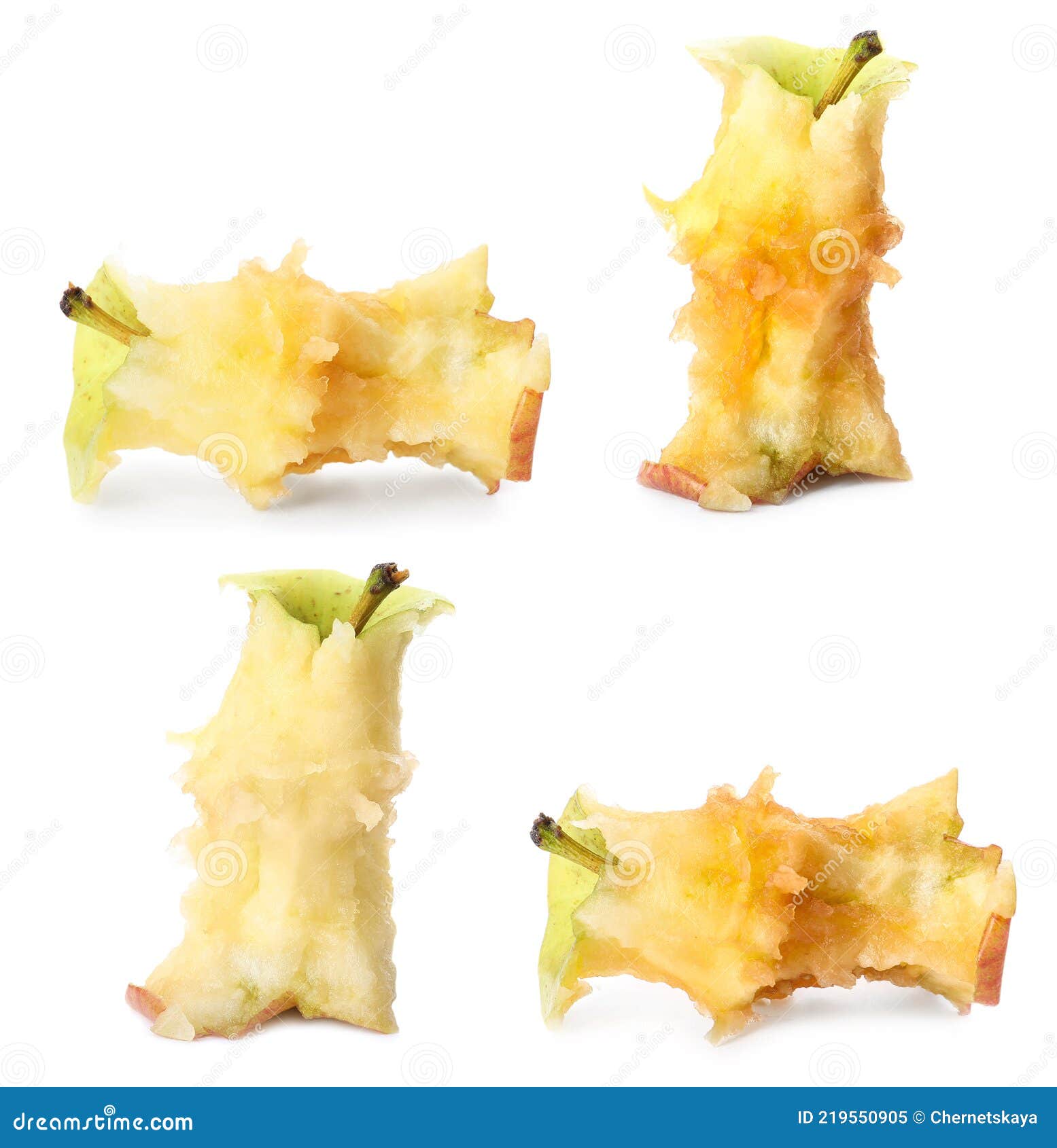 Apple Cores On White Background, Collage. Composting Of Organic Waste ...